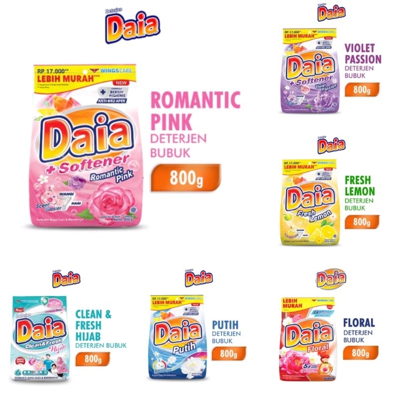 Jual DAIA DETERGENT POWDER 800 GR (DETERJEN BUBUK) | Shopee Indonesia