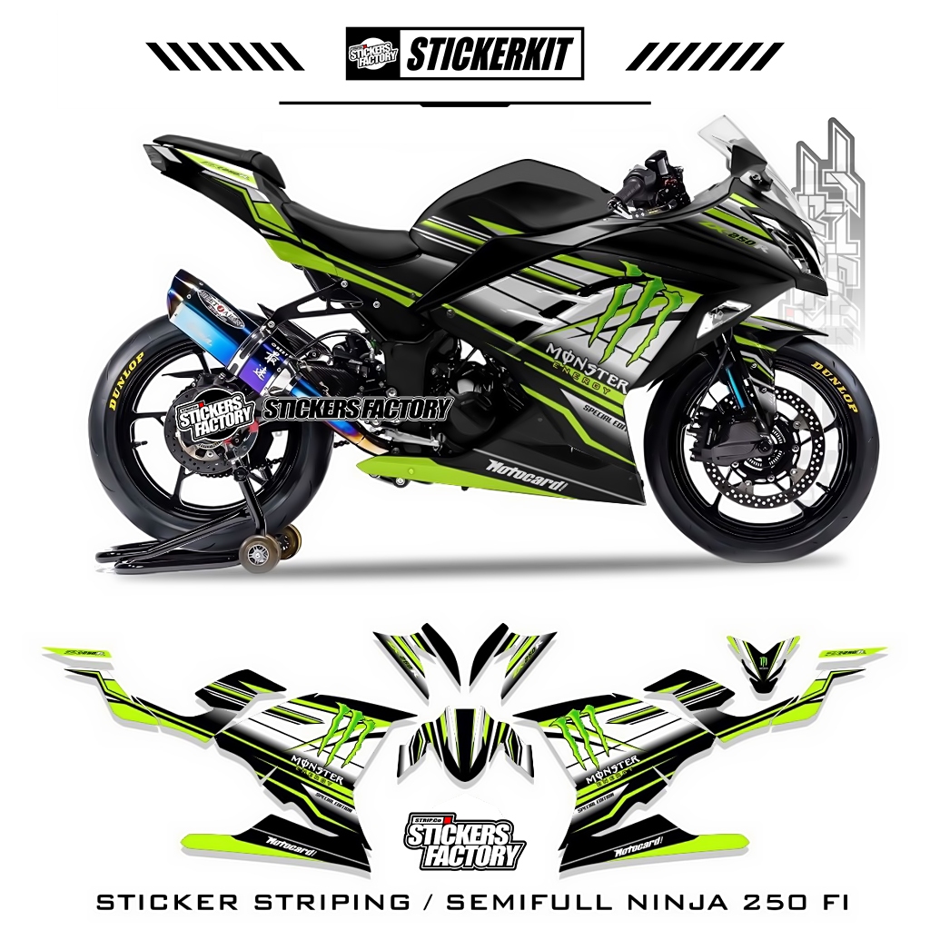 Jual STICKER STRIPING NINJA 250 FI 2013 SEMIFULL / MOTIF 25 / NINJA ...