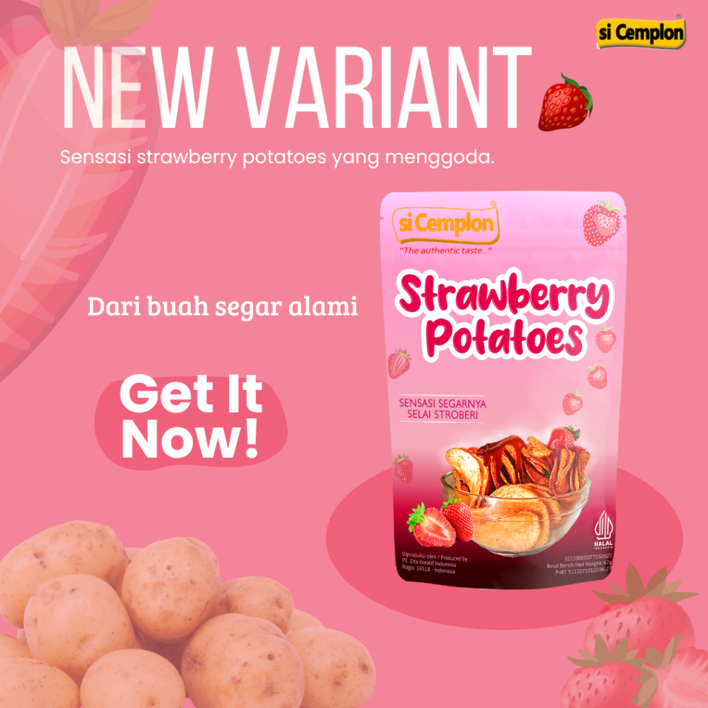 Jual si Cemplon Strawberry Potatoes Non MSG 62g | Shopee Indonesia