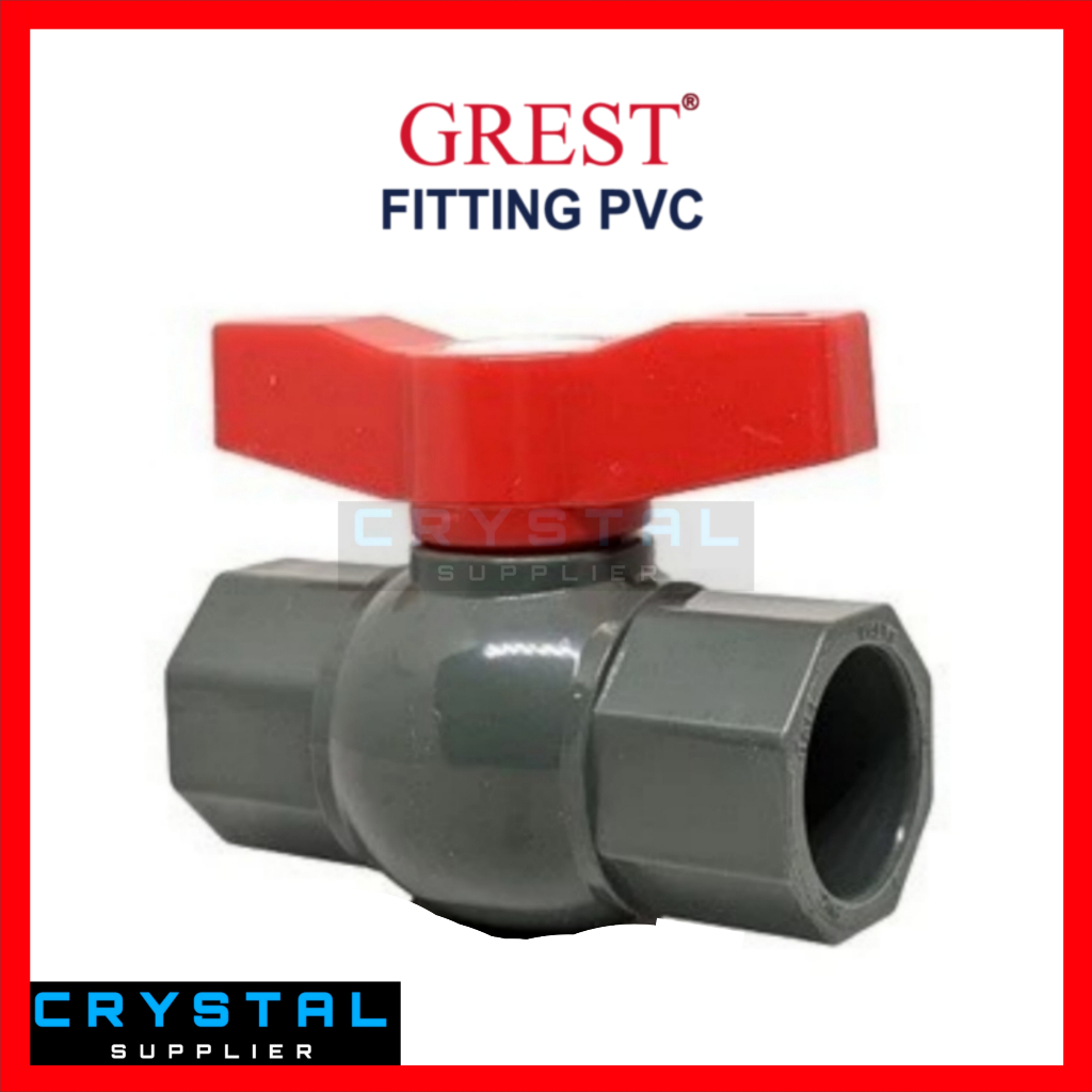 Jual Ball Valve GREST 1 1/2" inch PVC Sok / Stop Kran Plastik Polos | Shopee Indonesia