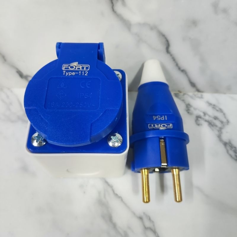 Jual Stop Kontak Genset 2P 16A Steker + Panel Socket outbow FORT CEE012 CEE112 @1set FORT ...