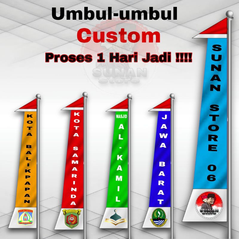 Jual Umbul Umbul Custom Teks + Logo 3meter (PREMIUM) | Shopee Indonesia