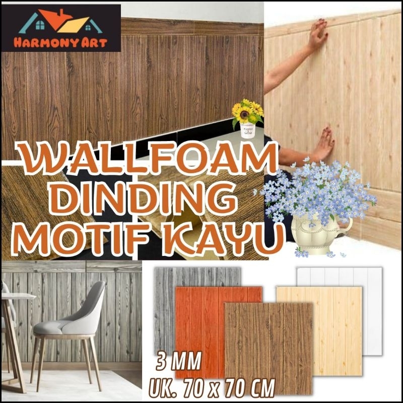 Jual HA-Wallpaper WallFoam Stiker 3D Motif Kayu Putih Cokelat Abu Merah ...