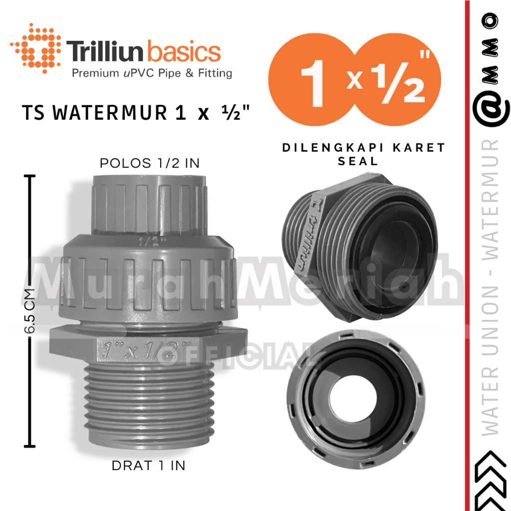 Jual WATERMUR TS 1 x 1/2 INCH TRILLIUN WATERMOOR SOCKET 1" x 0.5" DIM ...