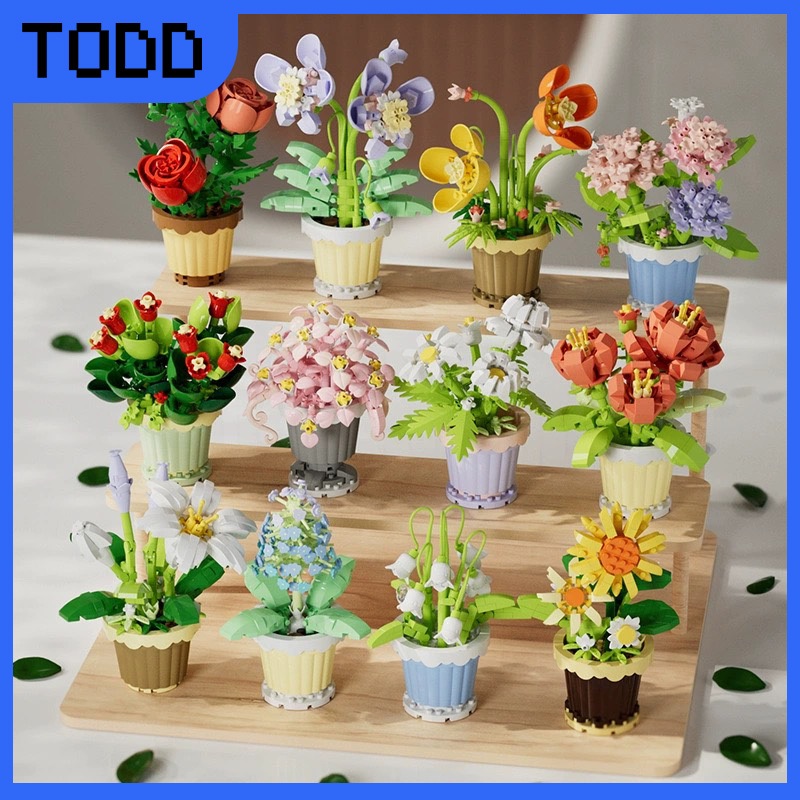 Jual TODD Bricks Block Pot Flower Bunga DIY Mainan Balok Susun Bunga ...