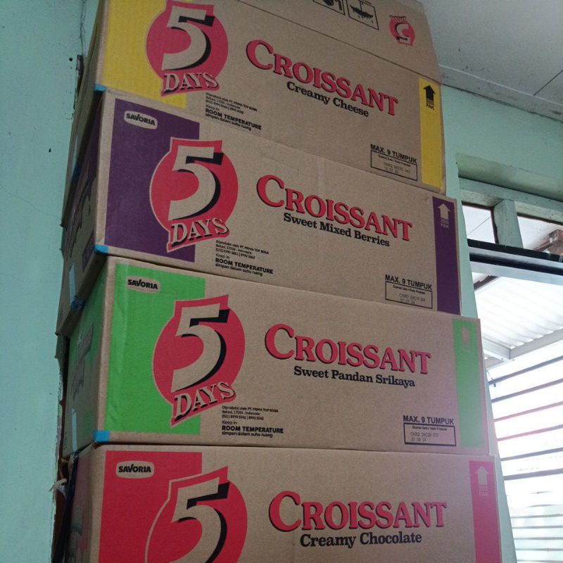 Jual 5 days Croissant 60gr 1 karton 40 pcs bisa mix roti | Shopee Indonesia