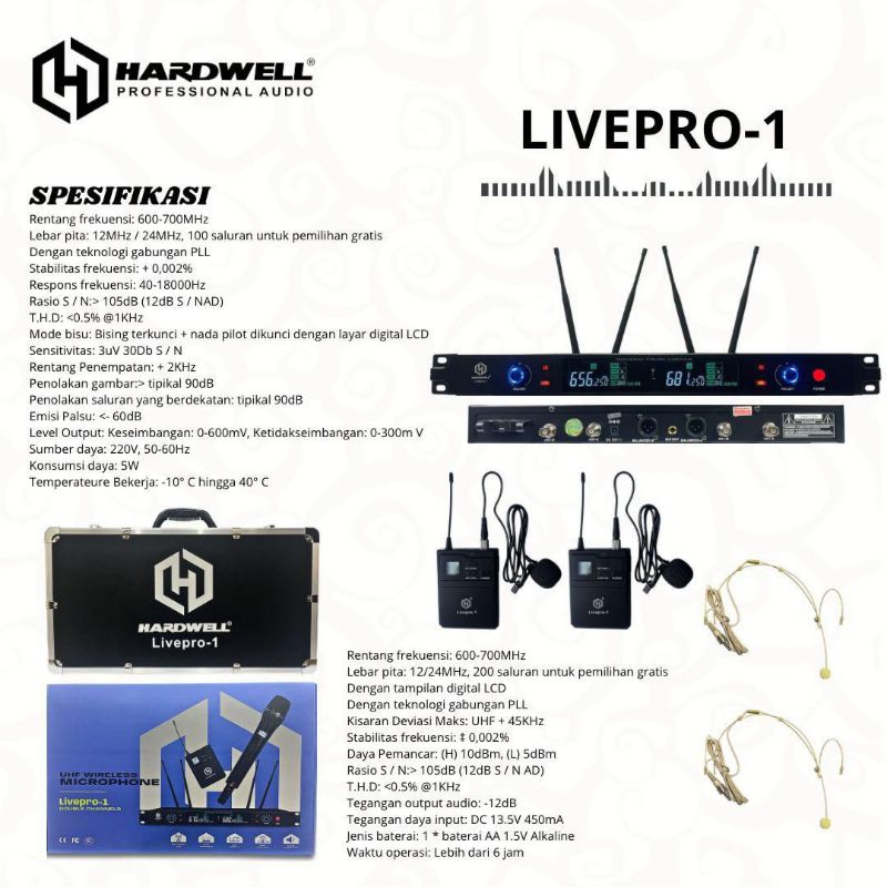Jual Mic Wireless Hardwell Livepro 1 Original Headset + Clip on NewStar ...