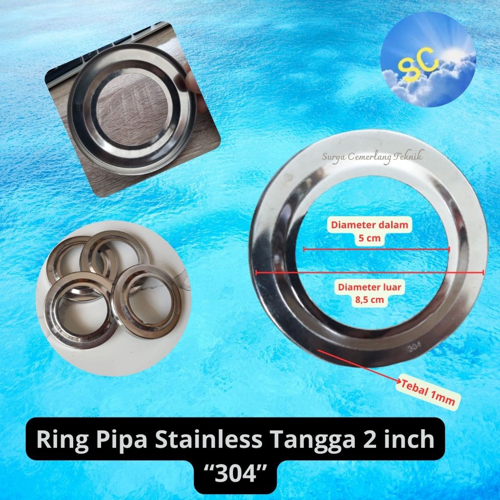 Jual Tapak Pipa Ring pipa stainless Steel Tangga 2 inch "304" | Shopee ...