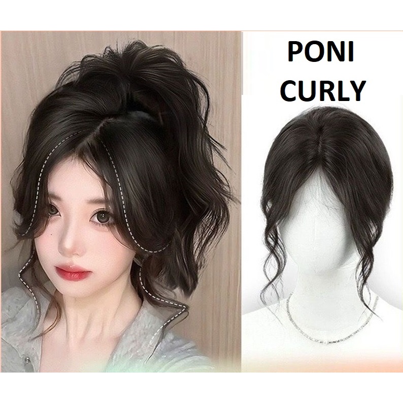 Jual Poni Tebal Semi Hairclip Belah Tengah Curly 25CM Poni Korean Poni ...