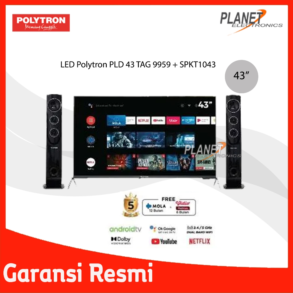 Jual LED TV Polytron 43Inch PLD 43 TAG 9959 + SPKT1043 Android TV ...