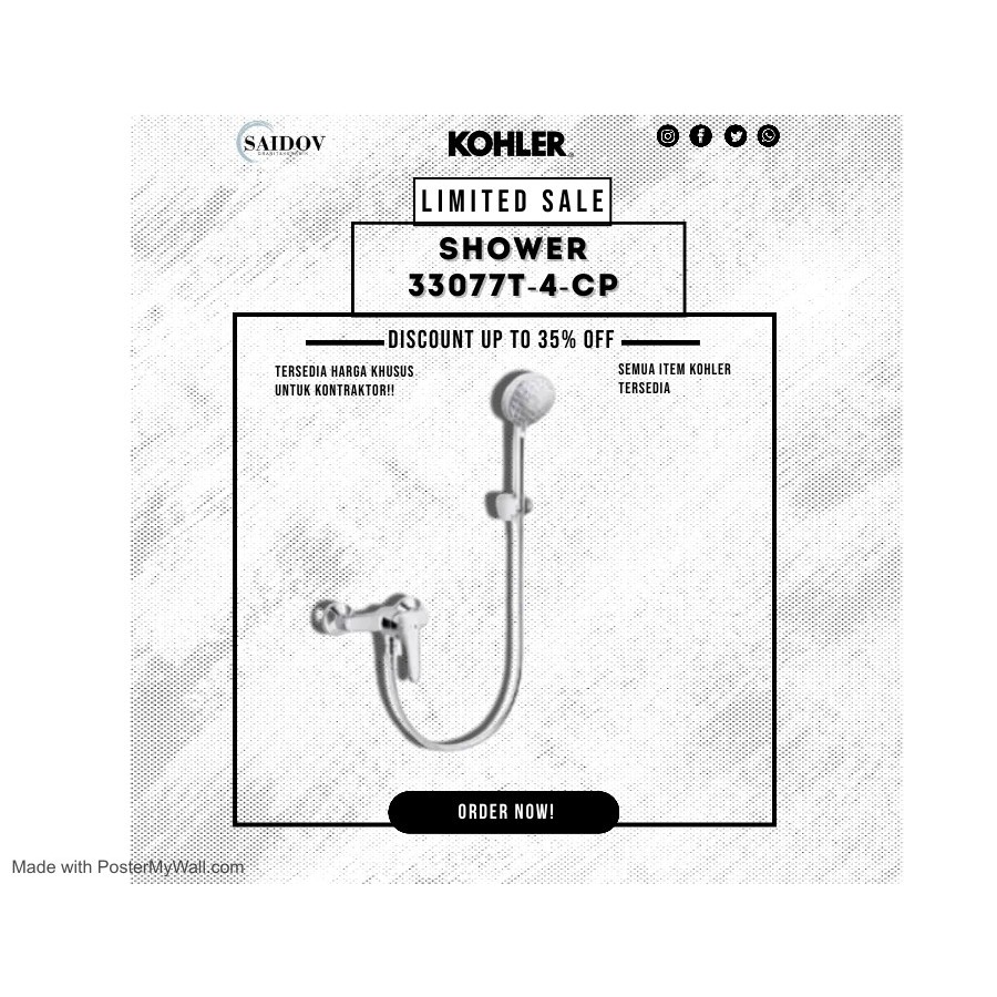 Jual KOHLER ACCLIV EXPOSED SHOWER FAUCET-PADDLE 33077T-4-CP | Shopee ...