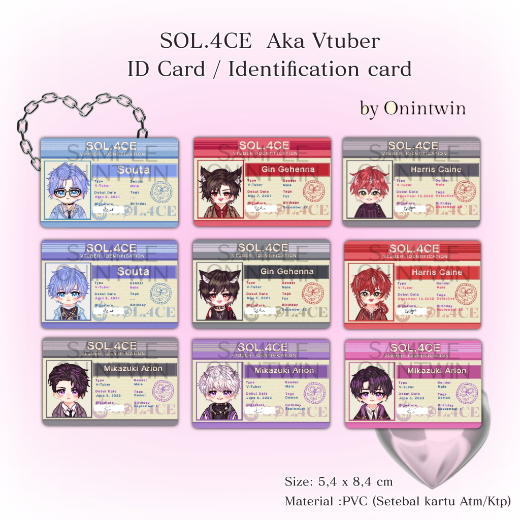 Jual ID Card Vtuber Indonesia by onintwin / Button pin/ Mirror pocket / harris caine / gin ...