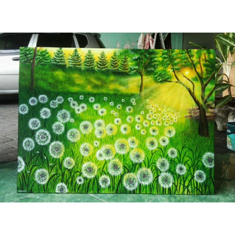 Jual Lukisan 60 x 80 cm / Lukisan Bunga dandelions / Lukisan asli ... Jual Lukisan 60 x 80 cm / Lukisan Bunga dandelions / Lukisan asli ...
