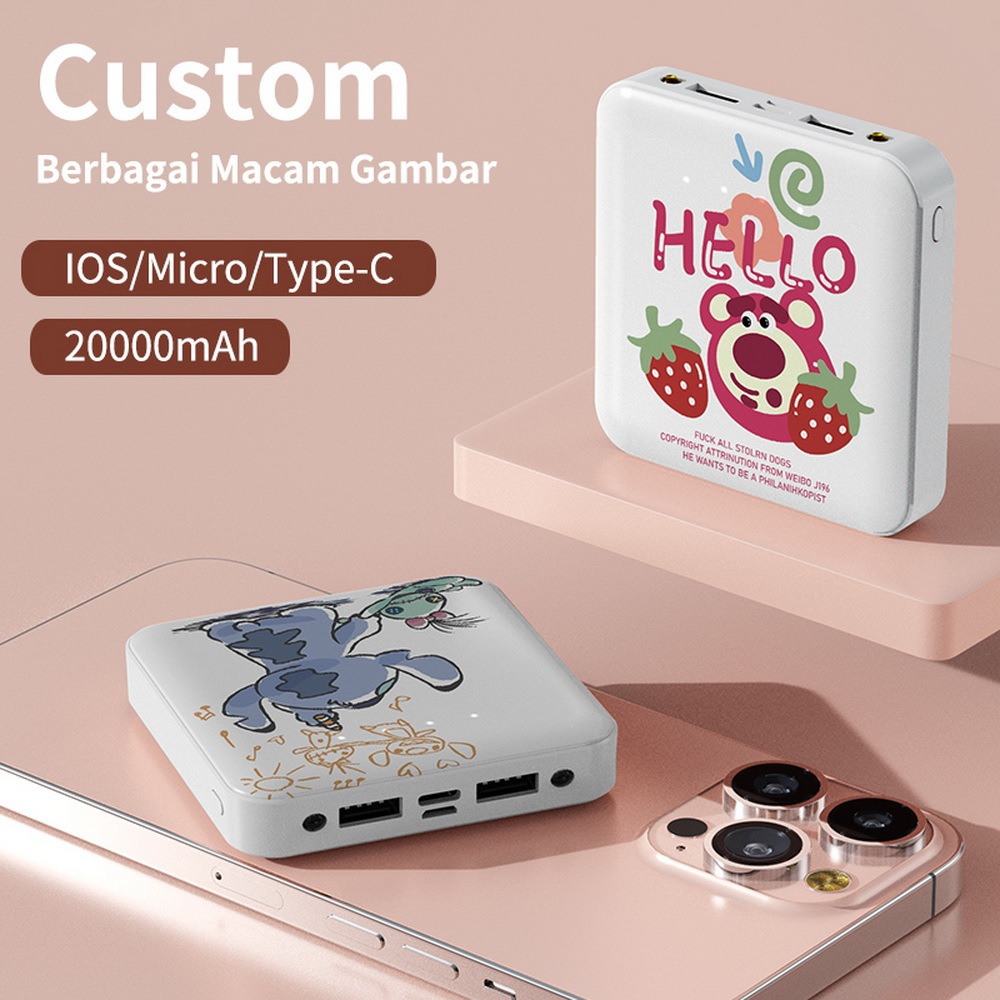 Jual SKCBO Custom Powerbank 20000 mah Dual USB LED Kustom Power Bank UV ...