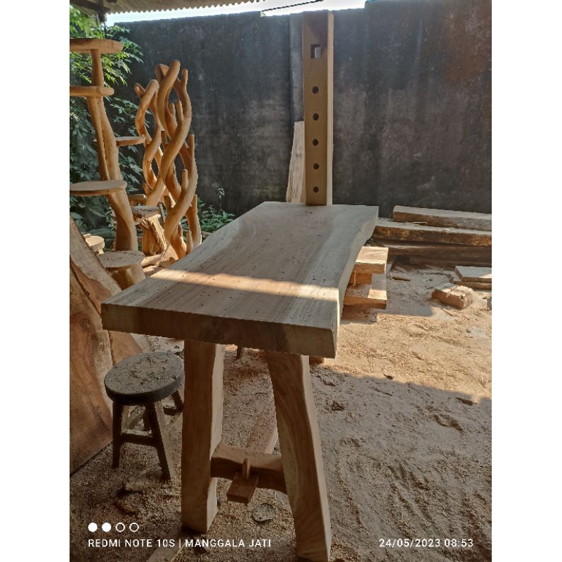 Jual MEJA BAR KAYU TREMBESI/SUAR K4 MENTAHAN | Shopee Indonesia