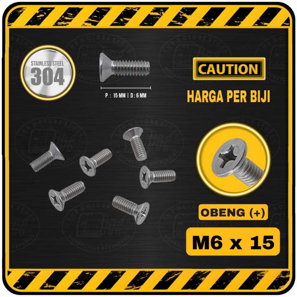 Jual Baut JF STAINLESS ( Obeng + ) M6 x 15 || M6x15 ( Setara Baut Kunci 10 | Panjang 15 mm / 1,5 ...
