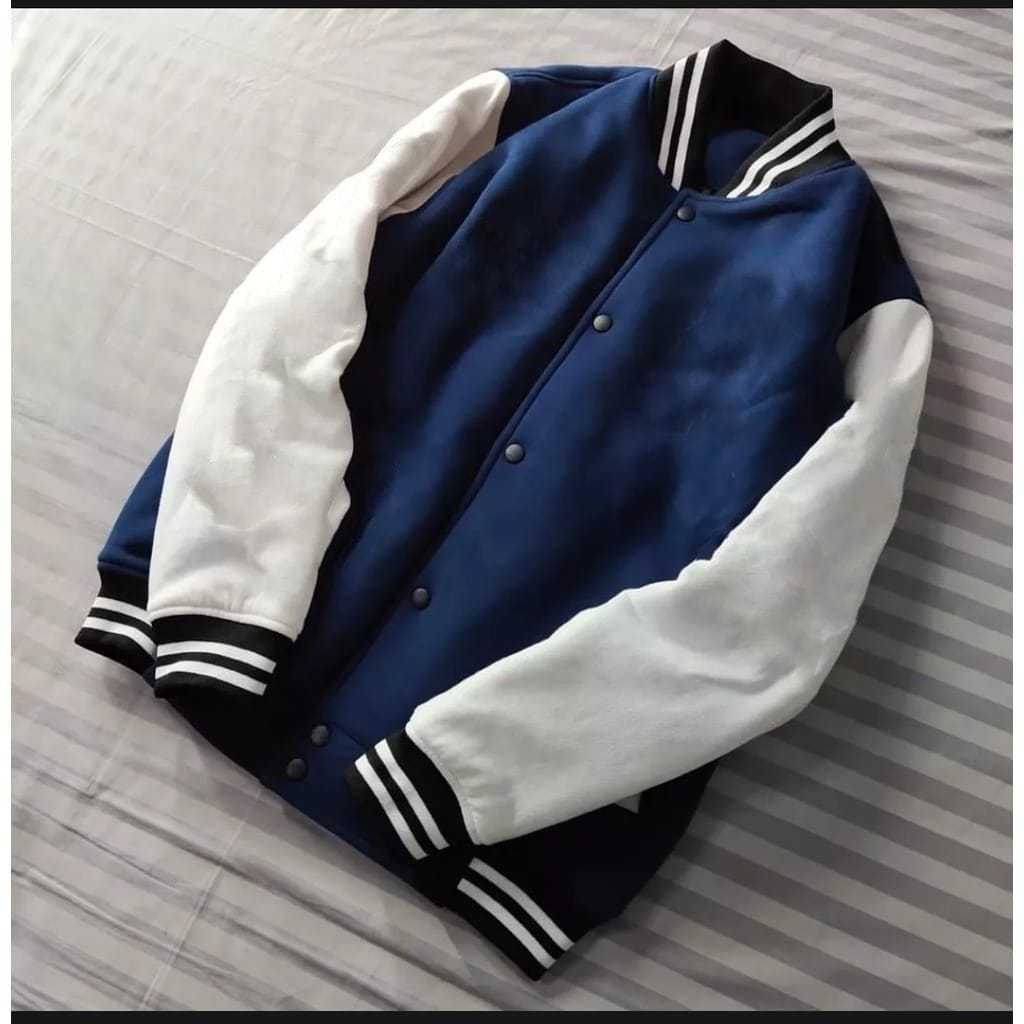 Jual Jaket Baseball Varsity Navy Polos Pria dan Wanita Premium Quality ...