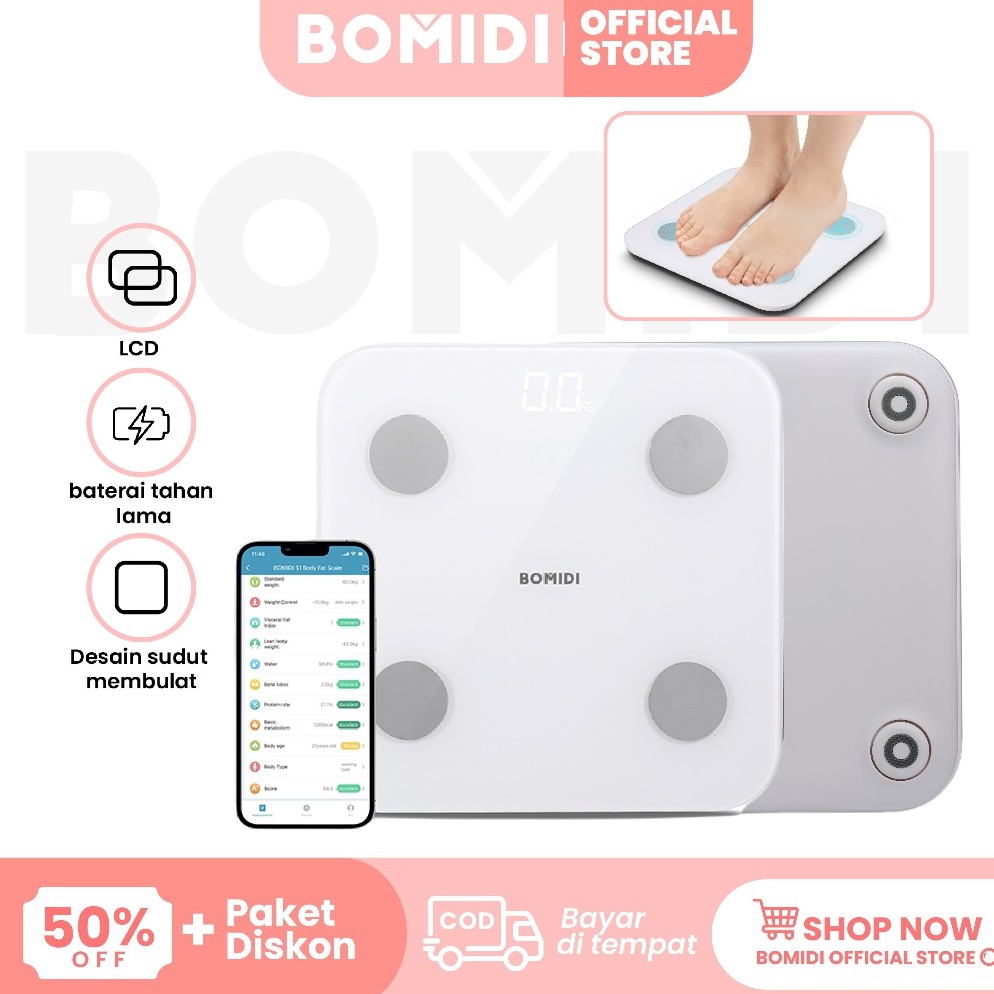 Jual STOK TERBATAS BOMIDI S1W1 Body Fat Scale 2 13 Indikator Data ...
