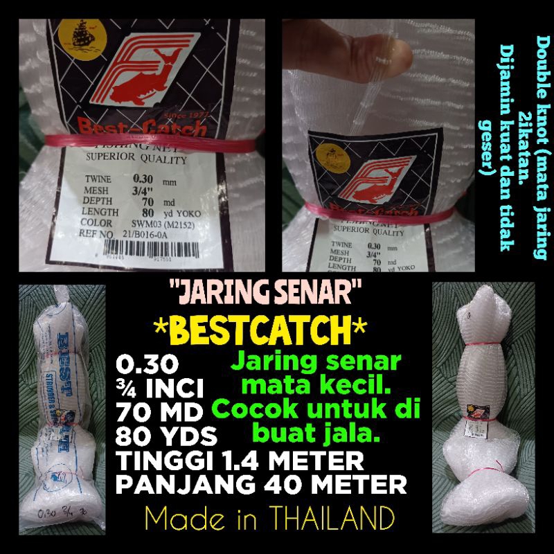 Jual BEST CATCH 0.30MM ¾" 70MD X 80YDS YOKO JARING JALA FISHING NET ...