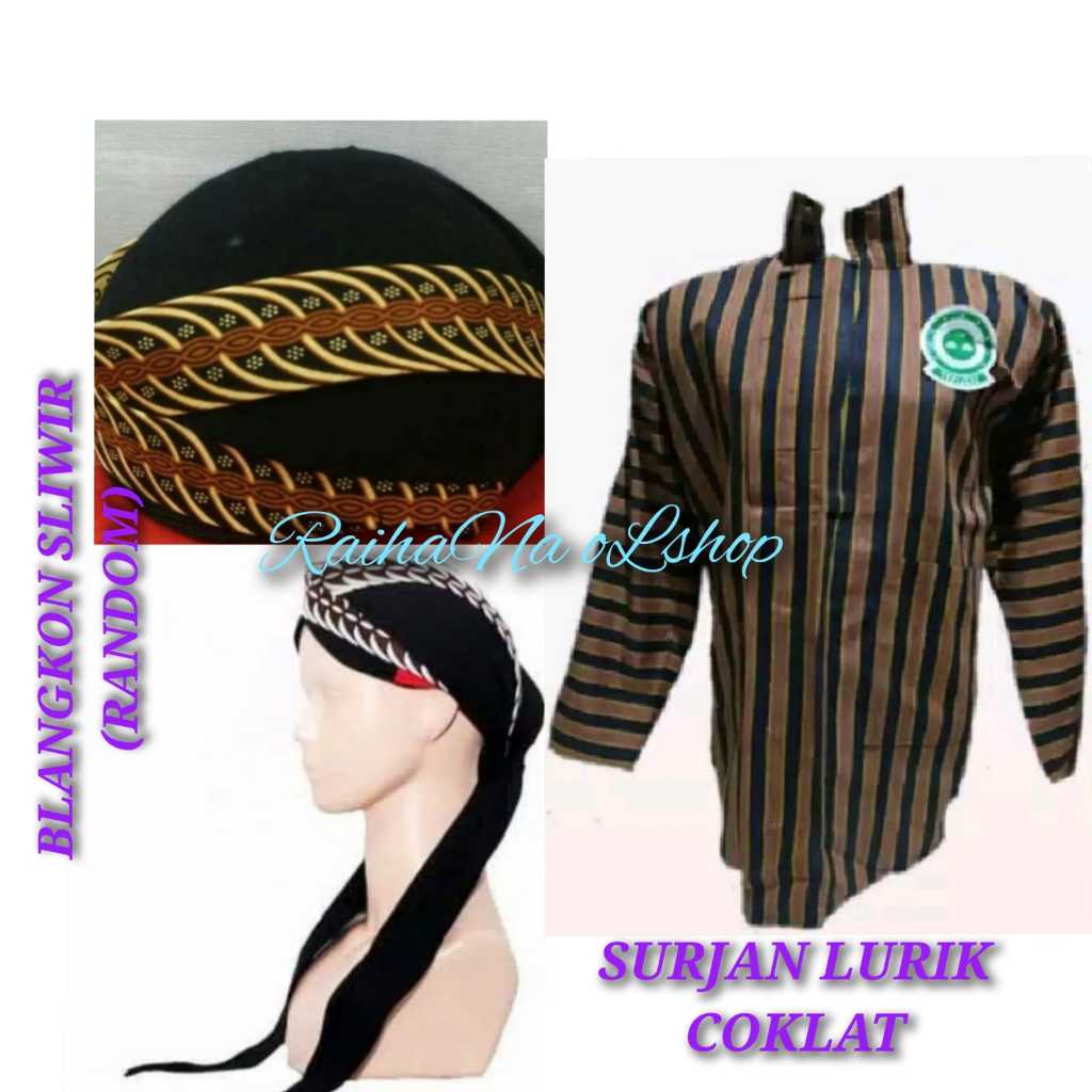 Jual SEPAKET BAJU ADAT JAWA PRIA | SURJAN LURIK COKLAT HITAM + KAIN JARIK BATIK + BLANGKON ...