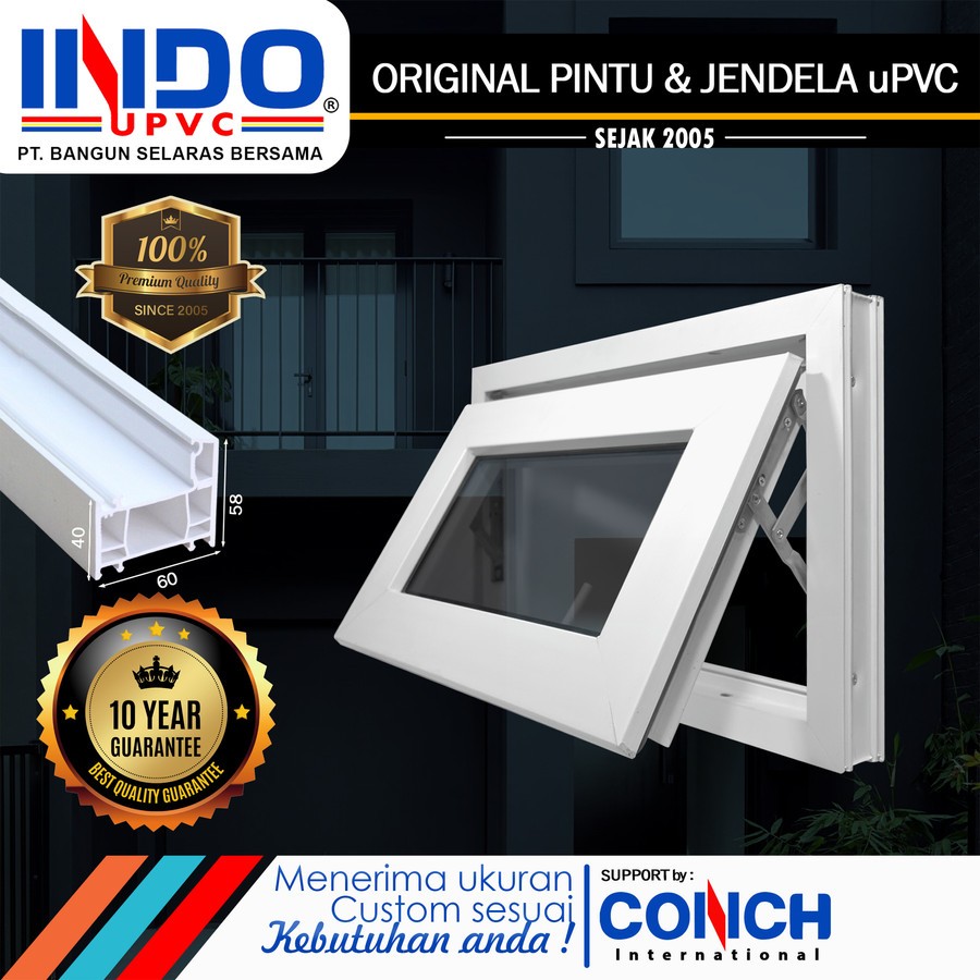 Jual Bouvenlight / Ventilasi 600x400mm uPVC Merk Conch | Shopee Indonesia