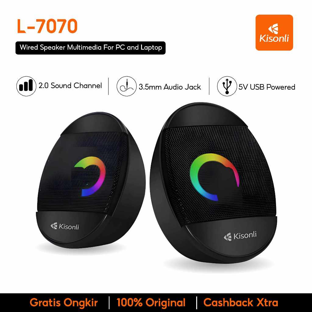 Jual KISONLI Gaming Speaker Laptop / Komputer L7070 Strong Bass With ...