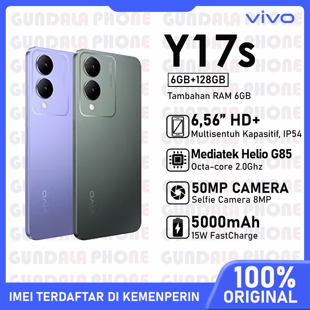 Jual vivo Y17s 6/128GB Dual Camera 50MP, IP54 Splash Waterproof ...