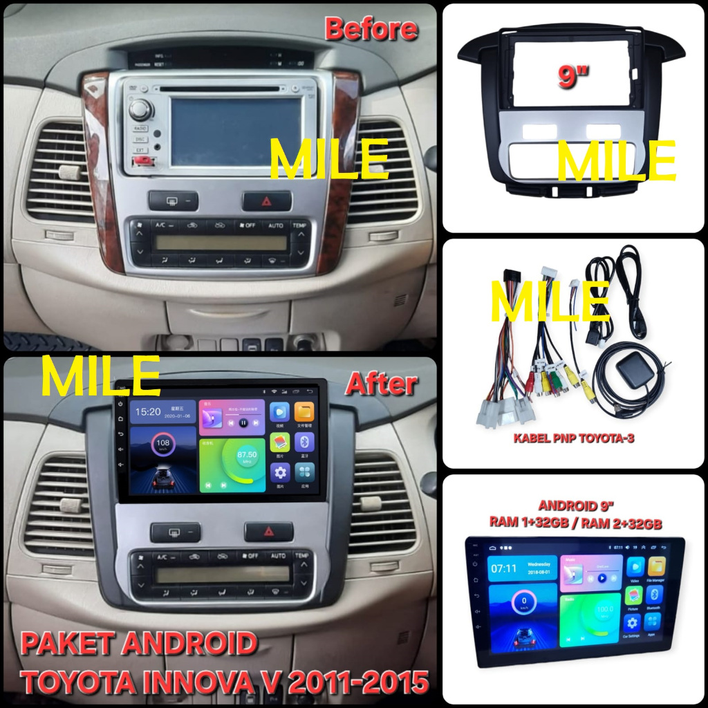 Jual PAKET HEADUNIT ANDROID 9 INCH PLUG N PLAY TOYOTA INNOVA V 2011 ...