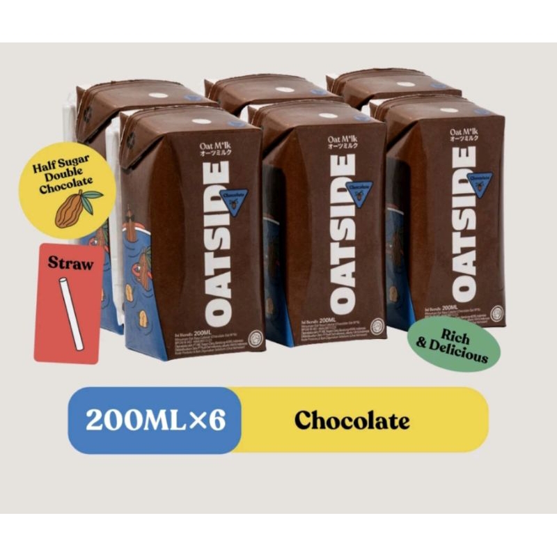 Jual OATSIDE MINI Straw Oat Milk Chocolate Malt 200ml (6pcs) (Kemasan ...