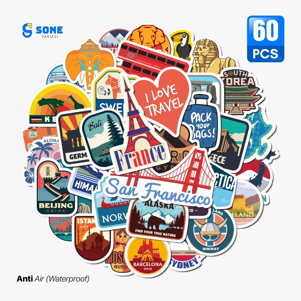 Jual Sticker Pack Travel Vintage Paper Vinyl Waterproof untuk Koper ...