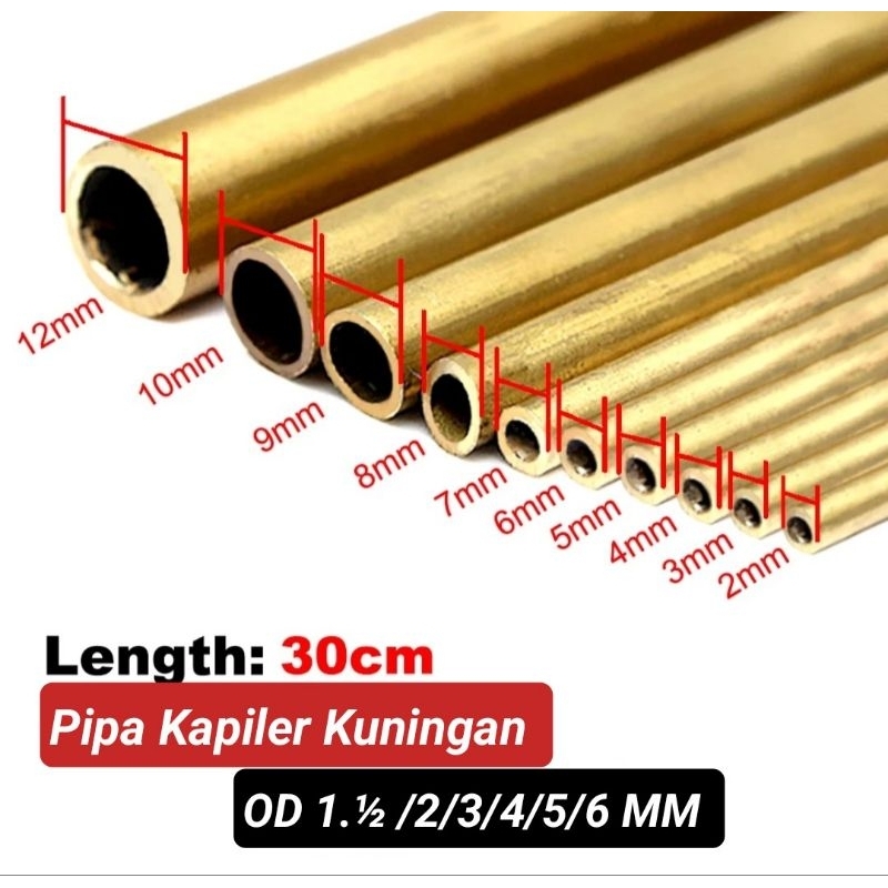 Jual Pipa Kuningan / Pipa Kapiler Kuningan OD 1.5/2/3/4/5/6MM Panjang ...