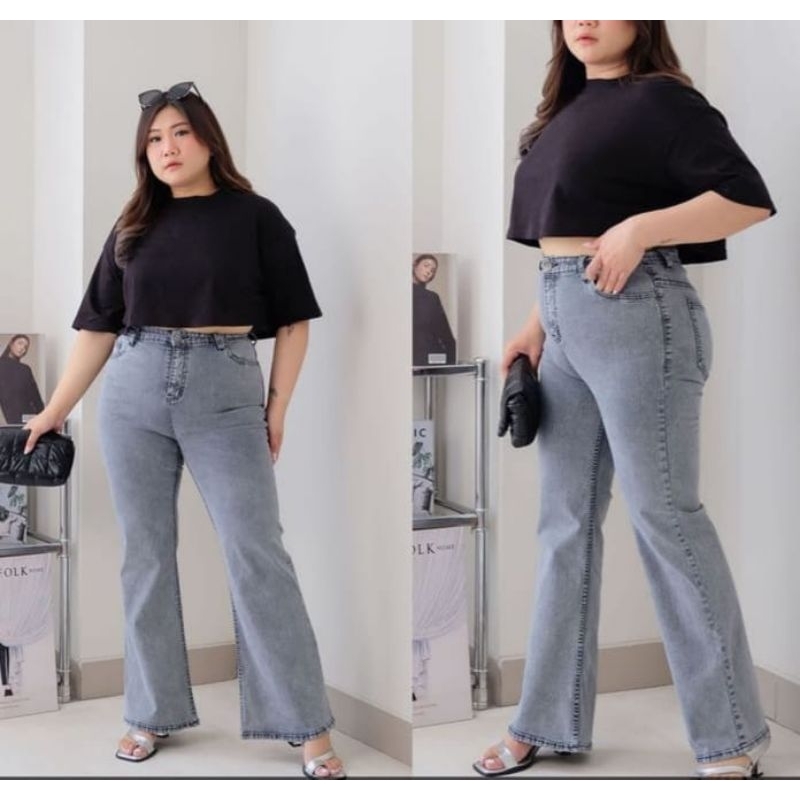 Jual Celana Cutbray Jeans Wanita Jumbo Big Size Higwaist Celana Wanita ...