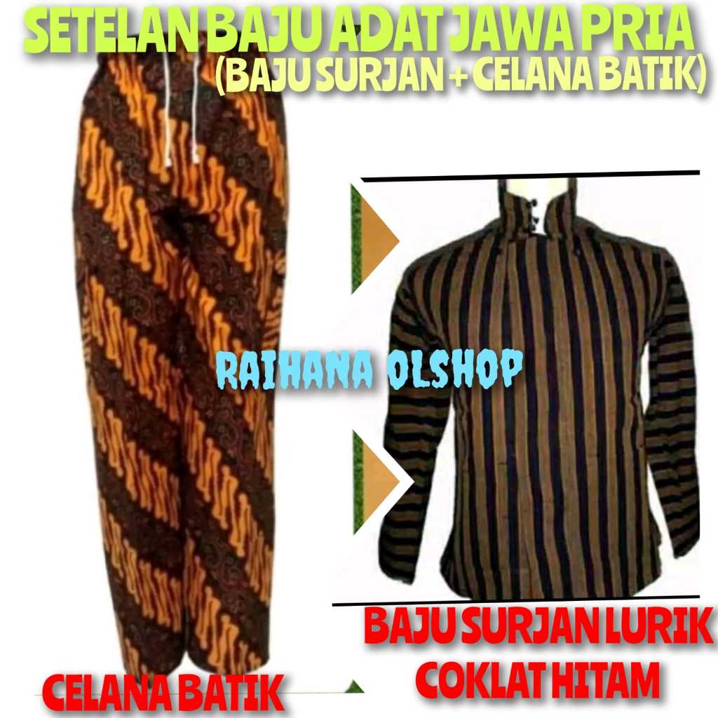 Jual SEPAKET BAJU ADAT JAWA PRIA | SURJAN LURIK COKLAT HITAM + CELANA BATIK + BLANGKON SLIWIR ...