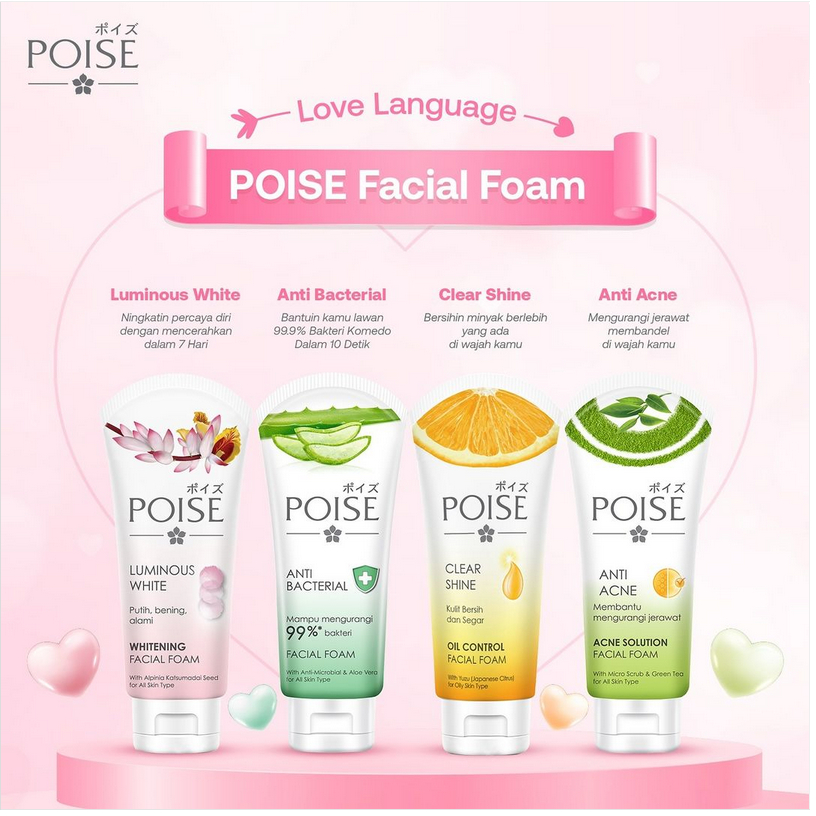 Jual Poise Facial Foam 100gr | Anti Bacteria / Anti Acne / Luminous ...