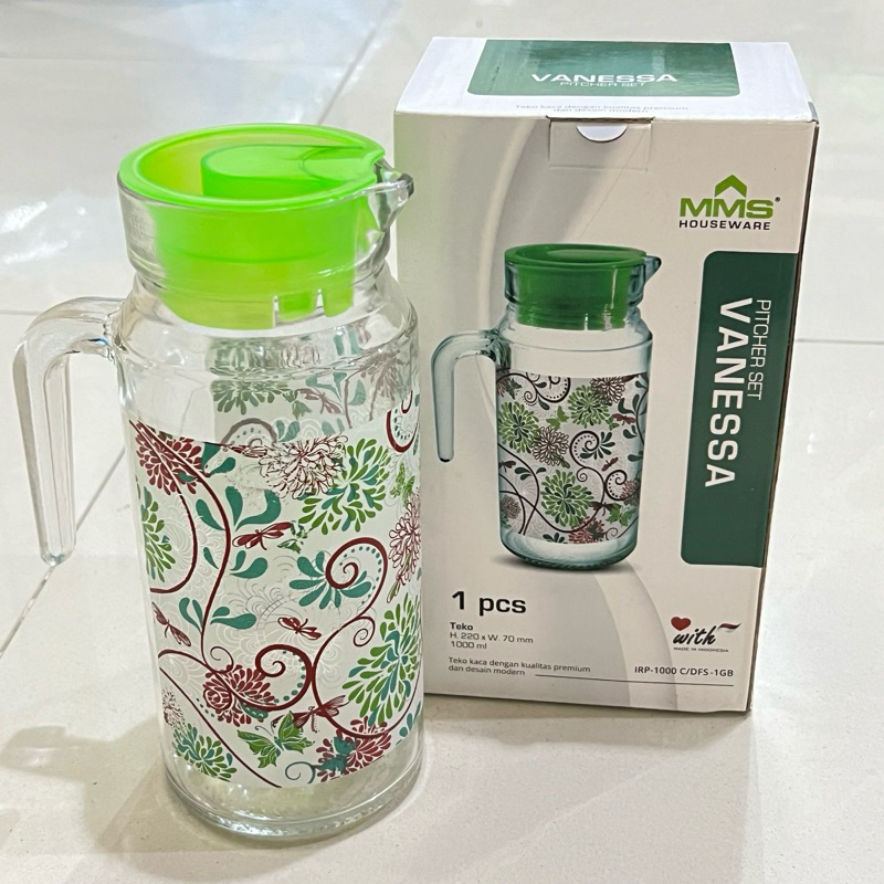 Jual Pitcher Drinkset Kaca Vanessa Motif Bunga Ukuran 1 liter | Shopee ...