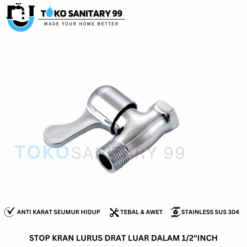 Jual Stop Kran Lurus Drat Luar Dalam 1/2" inch - Sanitary 99 | Shopee ...