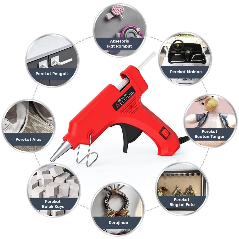 Jual Mitsushi Pistol Lem Tembak 40 Watt / Hot Melt Glue Gun On-Off 7mm ...