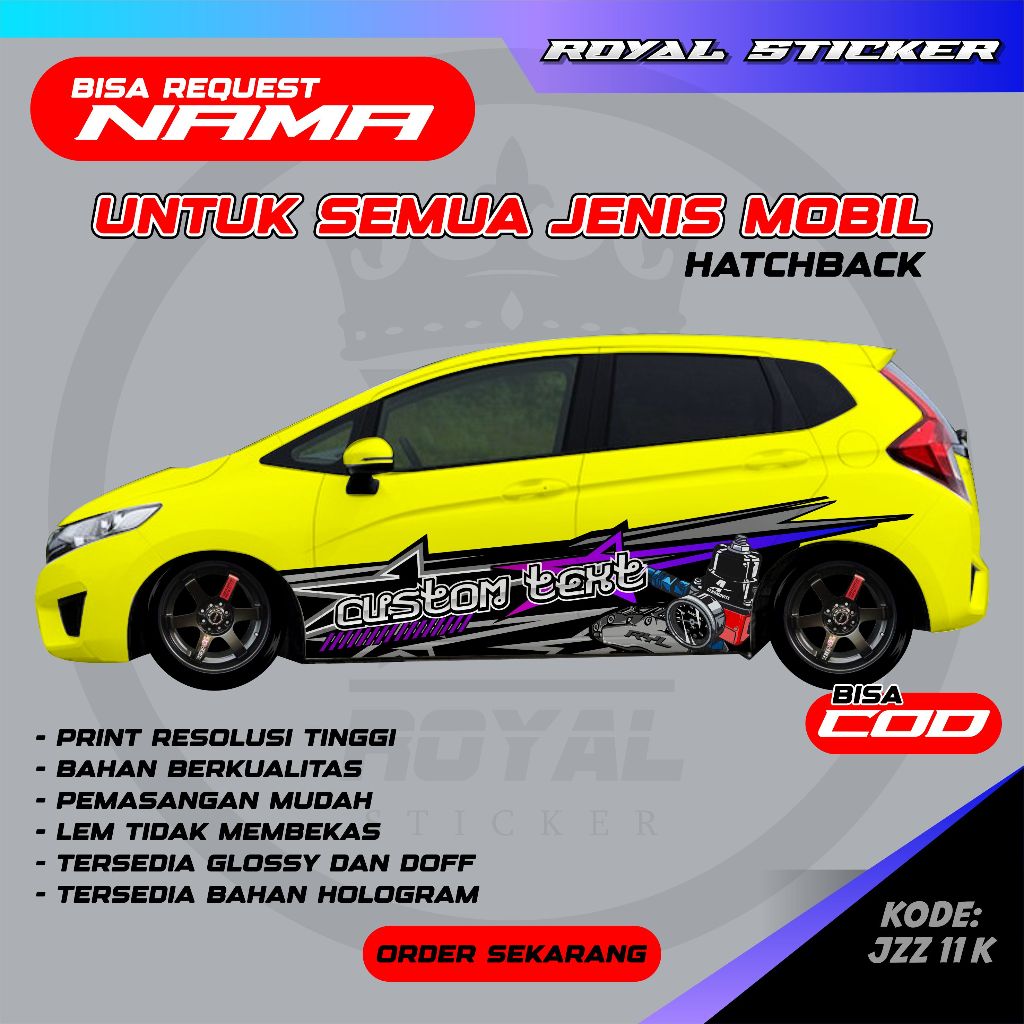Jual JZZ 11-DECAL MOBIL STIKER HONDA JAZZ, BRIO, SIGRA, YARIS-STIKER ...