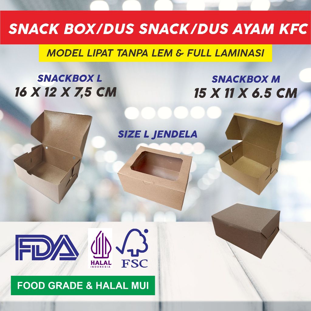 Jual SNACK BOX / DUS SNACK / DUS NASI AYAM KFC / KUE /PAPER LUNCH BOX ...