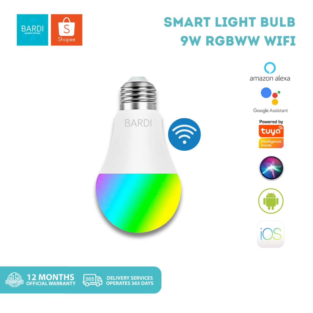 Jual BARDI Smart Lampu RGB WW 9W 9 Watt LED Light Bulb Smart Lamp Bohlam Pintar WiFi Wireless ...