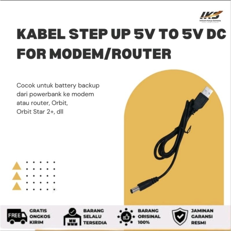 Jual Kabel USB Power Step Up 5V to 12V Adaptor Router DC 5,5mm x 2,1mm ...