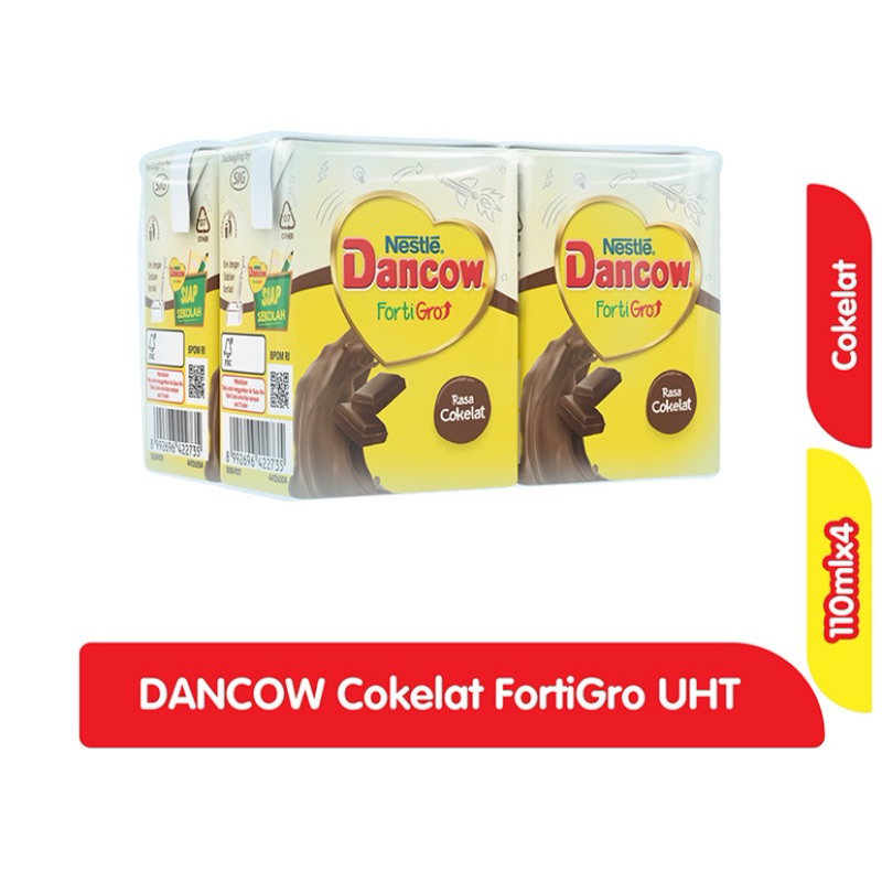 Jual Dancow UHT FortiGro susu UHT Cokelat isi 4 x 110 ml | Shopee Indonesia
