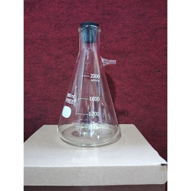 Jual FILTERING FLASK 2000ML PYREX + Sumbat karet | Shopee Indonesia