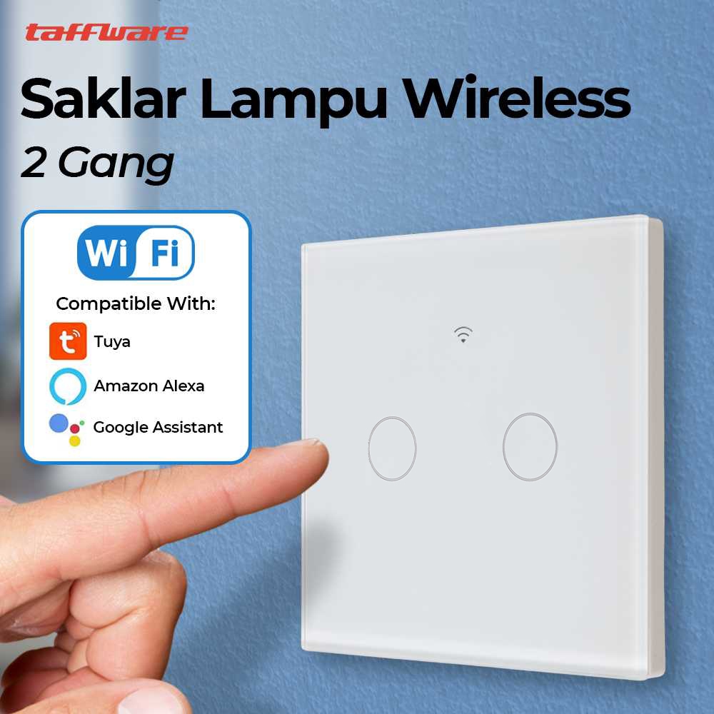Jual Taffware Saklar Lampu Wireless WIFI RF Smart Home Model 2 Gang ...