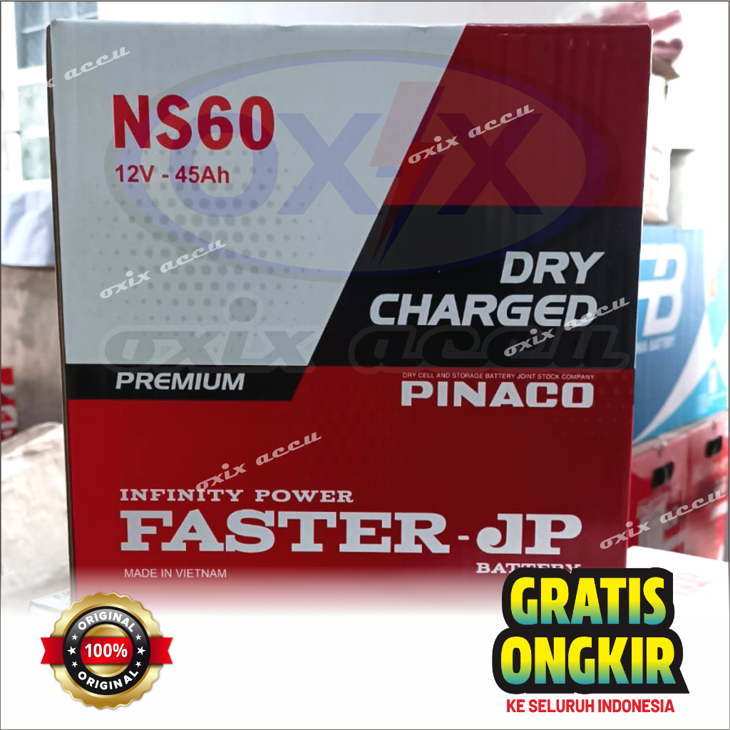 Jual Faster JP NS60 / NS60L (46B24R / 46B24L) 12V, 45Ah Original - Aki Avanza, Rush Dll | Shopee ...
