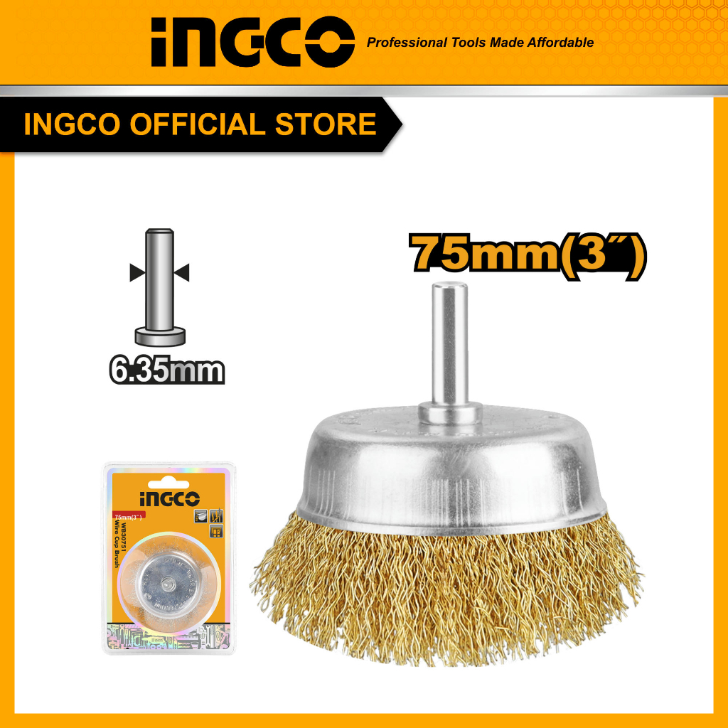 Jual INGCO WB30751 WIRE CUP BRUSH BOR 3" SIKAT KAWAT KUNINGAN MANGKOK ...