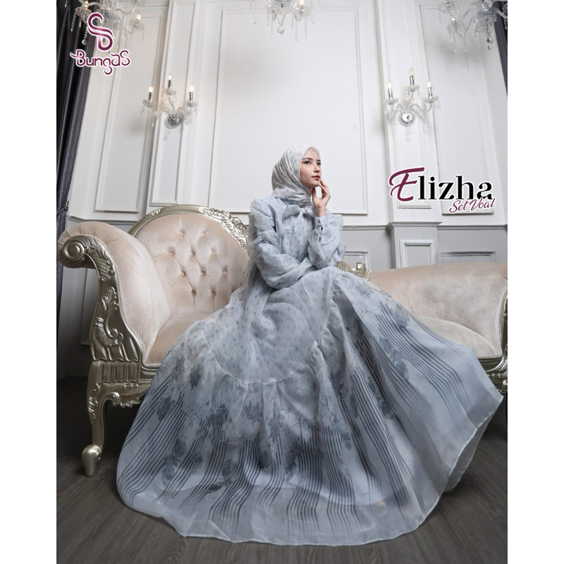 Jual Gamis Organza Elizha Set Hijab Voal Original By Bungas (READY SIAP ...