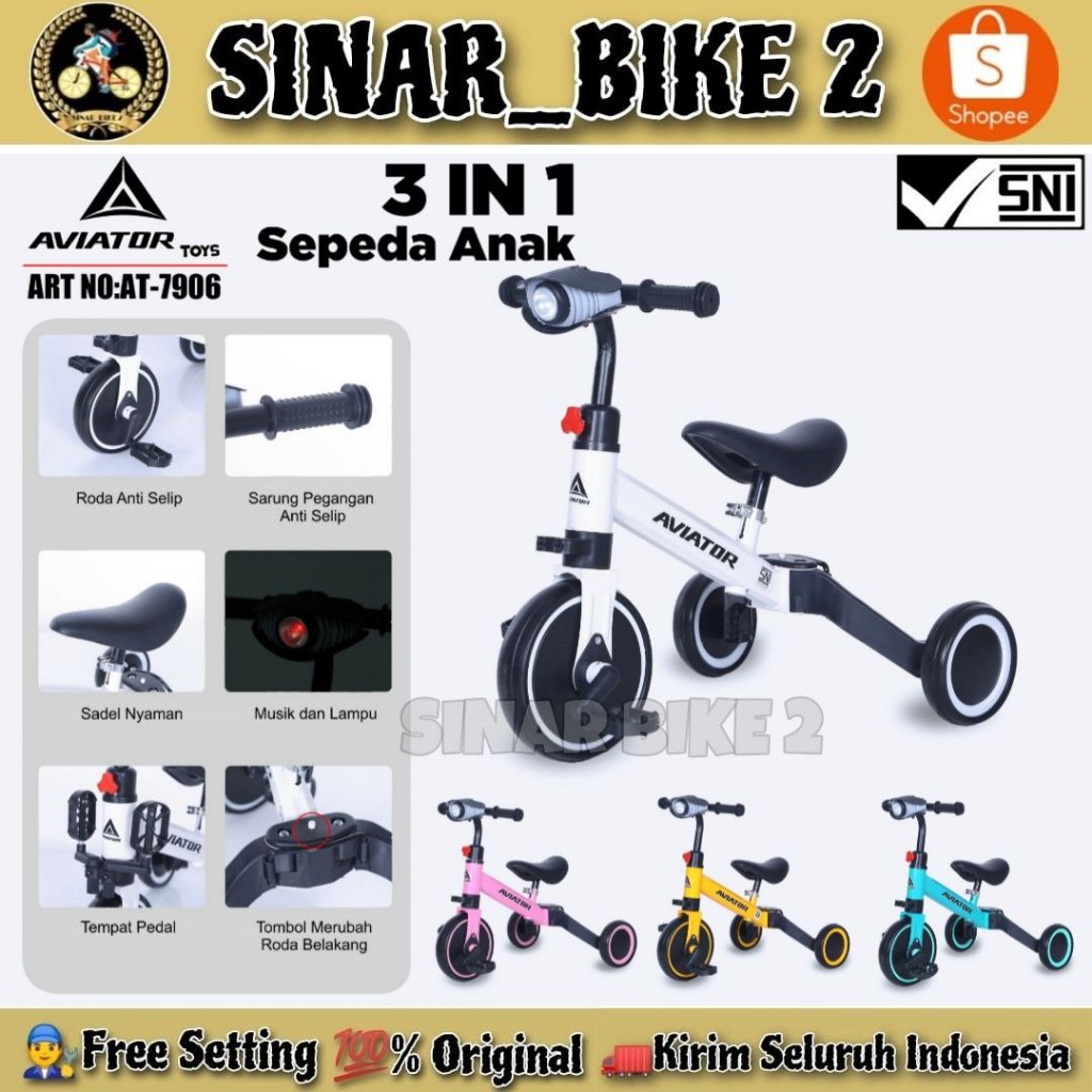 Jual Sepeda Keseimbangan Anak PUSHBIKE / BALANCE BIKE 3 IN 1 AVIATOR AT ...