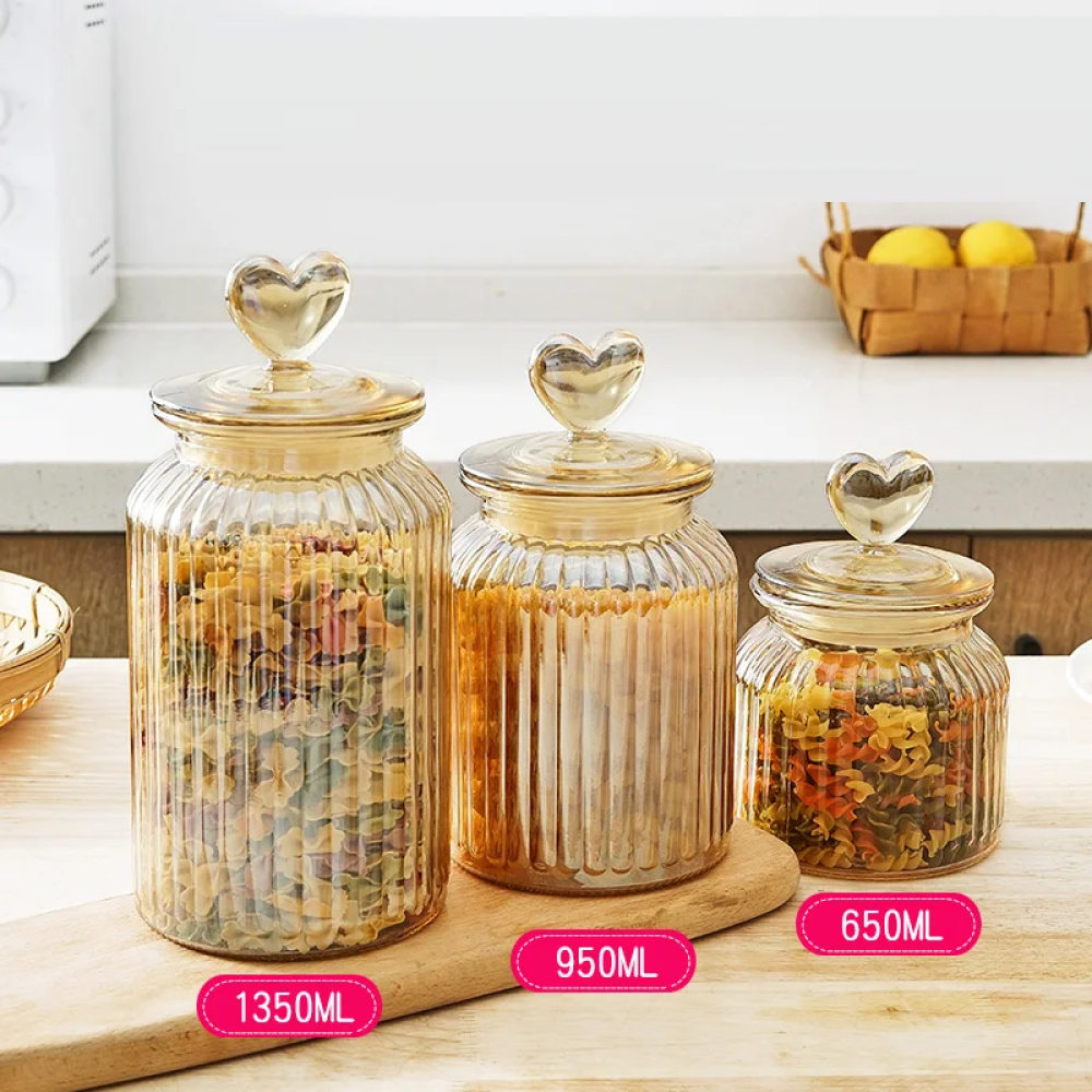 Jual Snack Jar Toples Botol Kaca Hati Bulat Transparan Tempat ...
