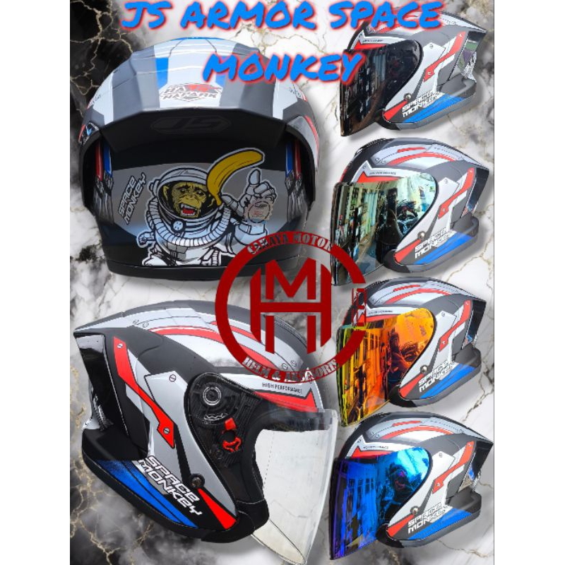 Jual HELM JS ARMOR MOTIF SPACE MONKEY | HALF FACE | Shopee Indonesia